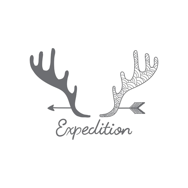 Minimalist Antler Silhouettes with 'Expedition' Text Illustration ...