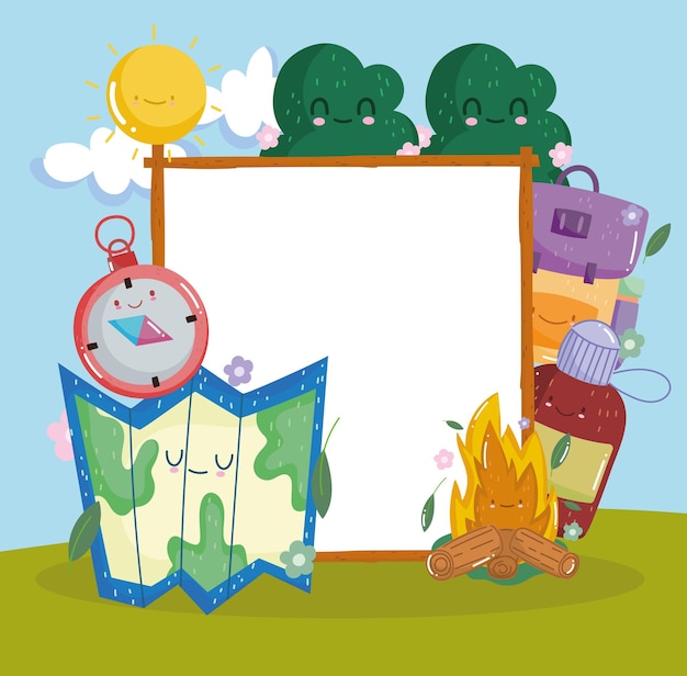 Charming Outdoor Adventure Frame with Camping Gear | Jiffy Designs