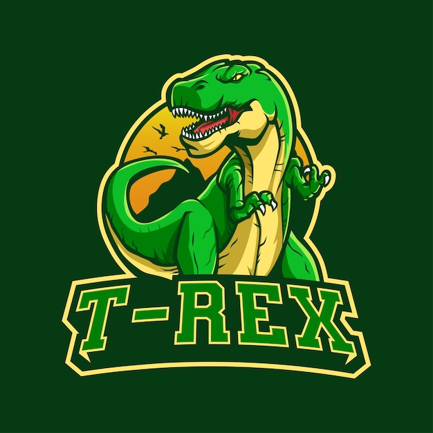 Fierce Tyrannosaurus Rex Emblem with Bold Green and Gold | Jiffy Designs