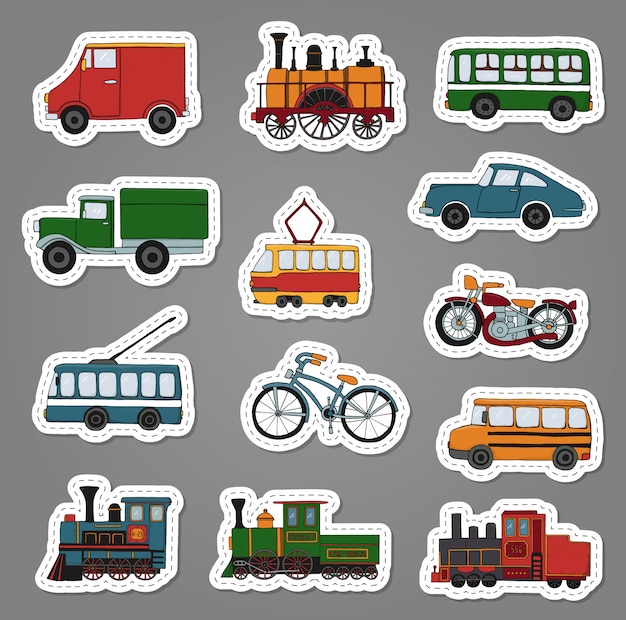 Vintage-Inspired Transportation Stickers: Diverse Vehicles and Modes ...