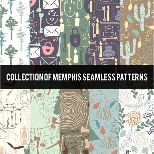 Vibrant Memphis-Inspired Patterns Featuring Retro Symbols and Shapes ...