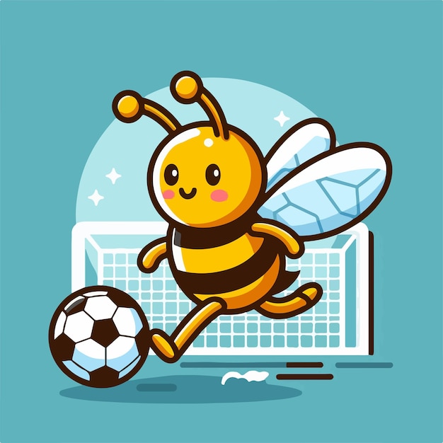 Adorable Bee Kicking a Soccer Ball on a Screen | Jiffy Designs