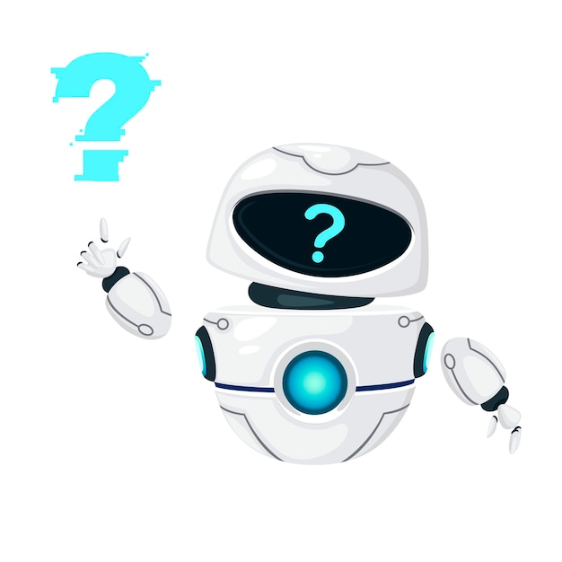Curious Robot Holding a Question Mark Symbol | Jiffy Designs