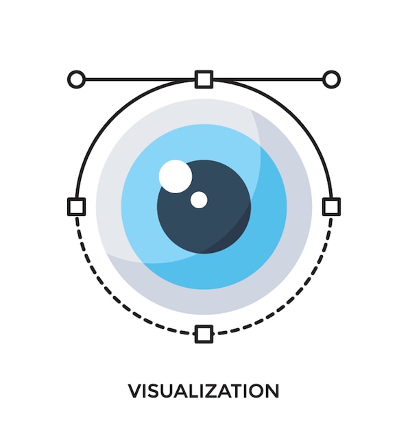 Stylized Eye Icon with Geometric Elements and 'Visualization' Text ...