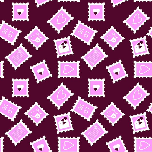 Vibrant Postage Stamp Pattern in Shades of Pink and Plum | Jiffy Designs