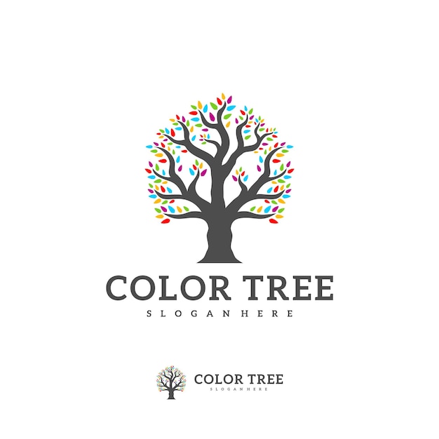 Vibrant Tree with Colorful Leaves and Wordmark Logo | Jiffy Designs