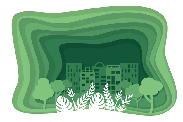 Vibrant Green City Skyline with Lush Foliage | Jiffy Designs