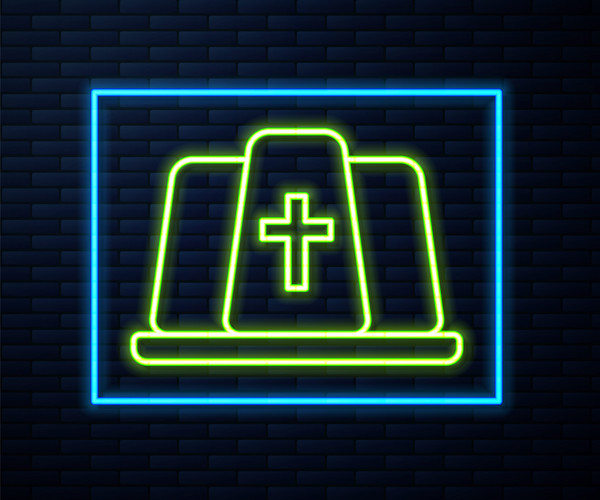 Glowing Neon Line Pope Hat Icon Isolated On Brick Wall Background ...