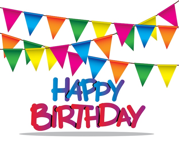 Vibrant Birthday Celebration Graphics with Colorful Bunting and Text ...