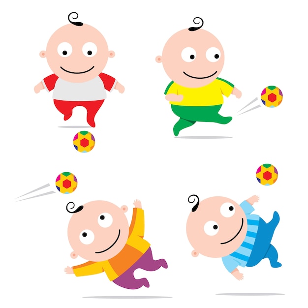 Vibrant Collection of Playful Baby Characters with Diverse Outfits ...