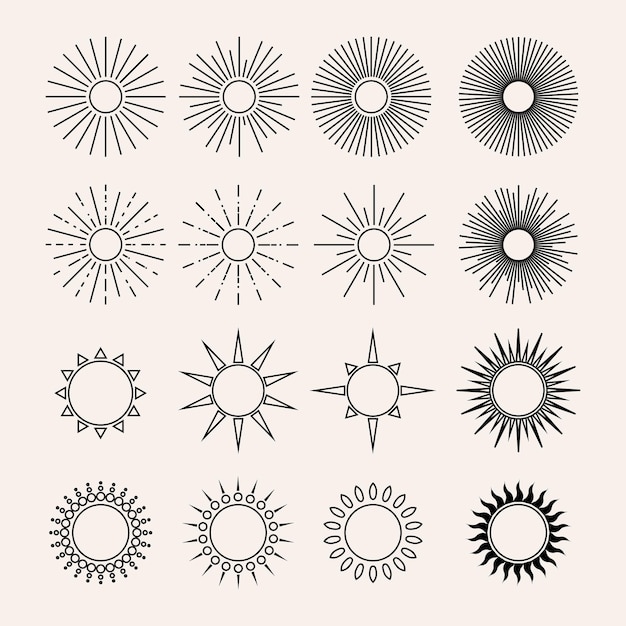 Radiant Suns: A Celestial Collection of Stylized Solar Motifs | Jiffy ...
