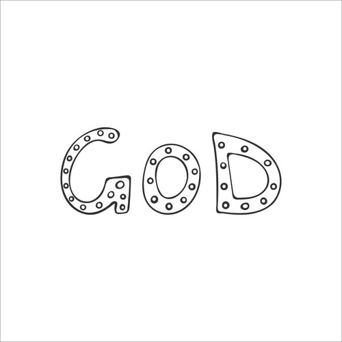Hand Drawn Christian Inscription And Word God Isolated On White ...