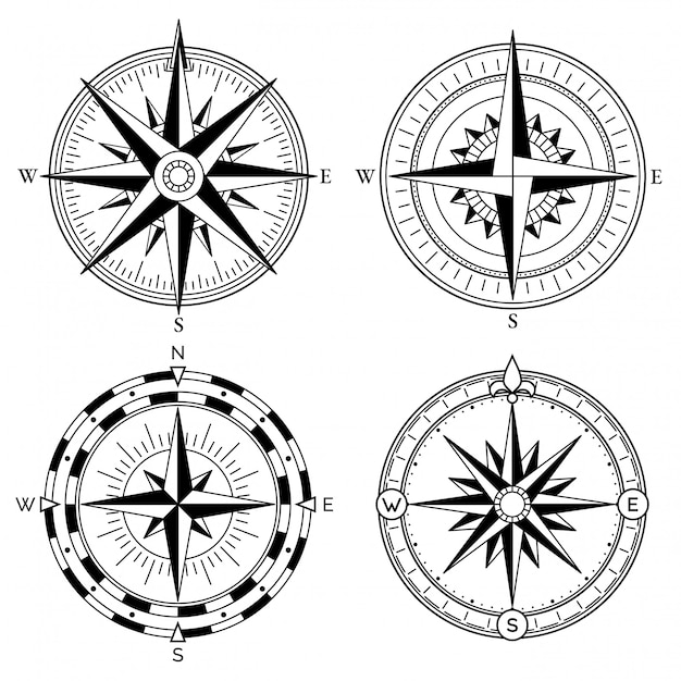 Diverse Collection of Detailed Compass Rose Illustrations | Jiffy Designs