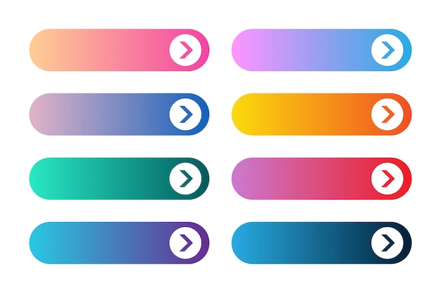 Vibrant Gradient Buttons with Directional Arrows | Jiffy Designs