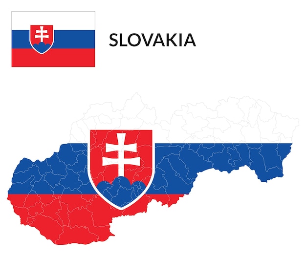Vibrant Map of Slovakia with National Flag and Shield | Jiffy Designs