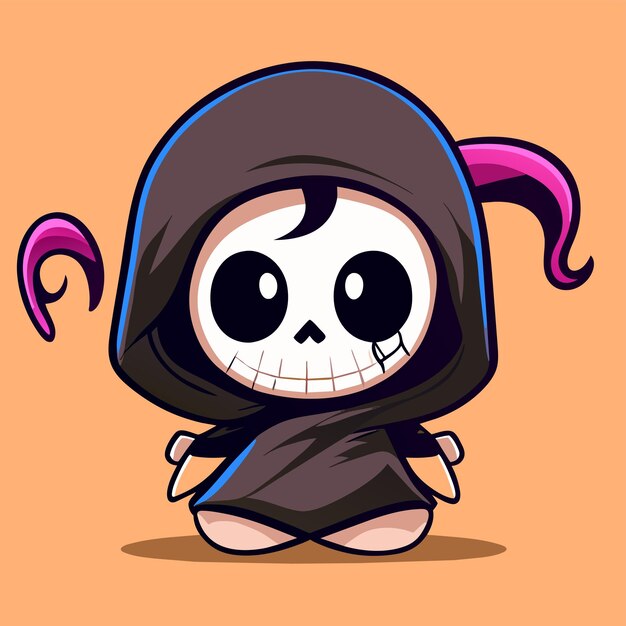 Adorable Hooded Skeleton Character in Vibrant Colors | Jiffy Designs