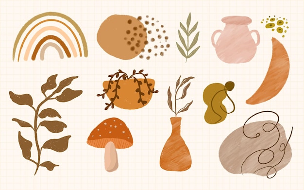 Earthy Botanical Symbols and Shapes in Warm Tones | Jiffy Designs