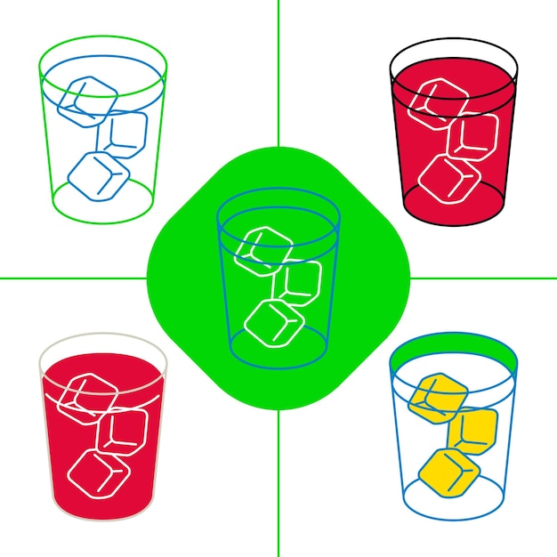 Vibrant Geometric Cocktail Glass Collection with Ice Cubes | Jiffy Designs