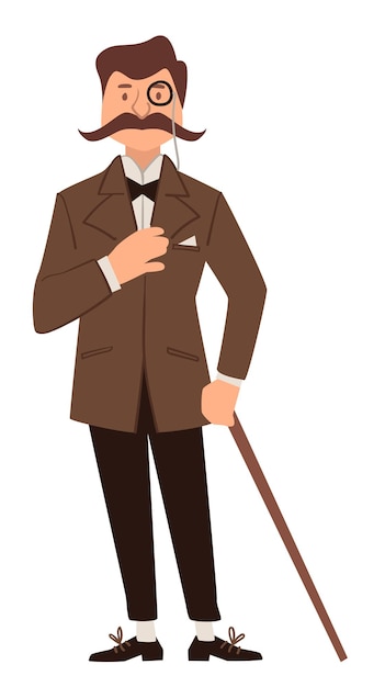 Dapper Gentleman in Elegant Attire Holding Walking Cane | Jiffy Designs