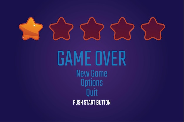 Vibrant Game Over Screen with Glowing Star Ratings | Jiffy Designs