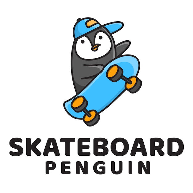 Playful Penguin Riding Skateboard with Vibrant Style | Jiffy Designs