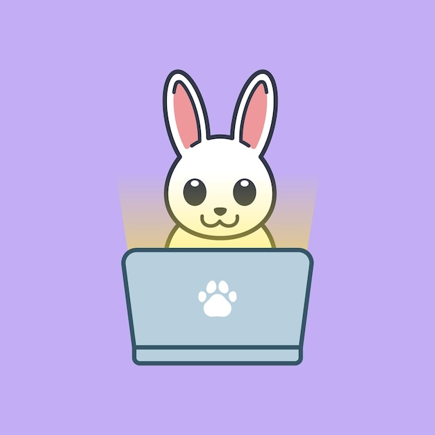 Adorable Bunny Typing Away on Laptop | Jiffy Designs