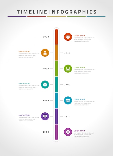 Colorful Timeline Infographic with Milestone Markers and Descriptions ...