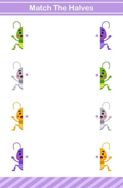 Vibrant Halves of Cartoon Characters Awaiting Matching | Jiffy Designs