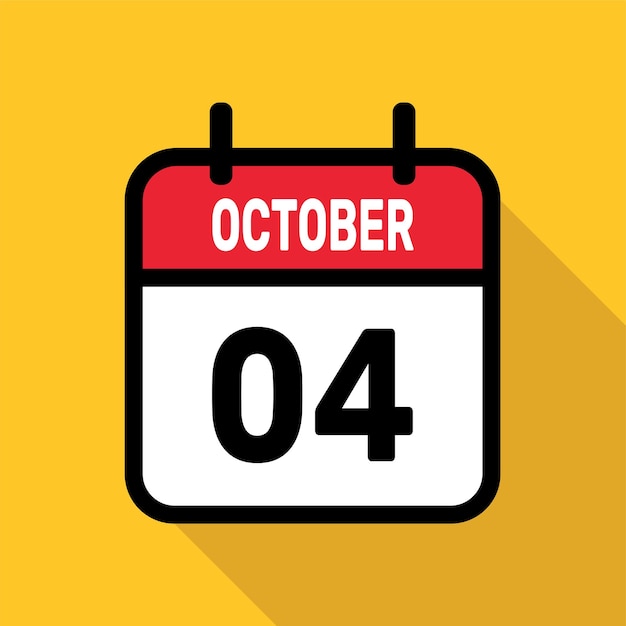 October 4th Calendar Date on Bright Yellow Background | Jiffy Designs
