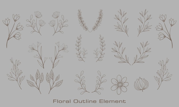 Delicate Botanical Outlines: Elegant Nature Illustrations | Jiffy Designs