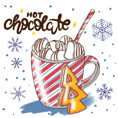 Hot Chocolate, Hand Lettering, Delicious Drink With Marshmallows And ...
