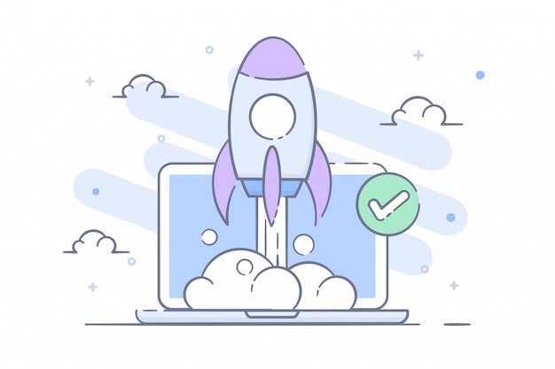 Successful Rocket Launch with Approval Checkmark Icon | Jiffy Designs