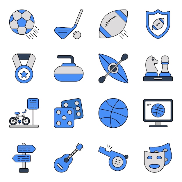 Diverse Collection of Blue-Themed Sports and Recreation Icons | Jiffy ...