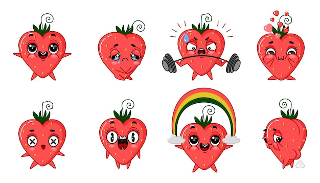 Adorable Strawberry Emotes: A Playful Collection of Expressive Fruit ...