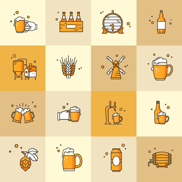 Vibrant Beer Icons Showcasing Diverse Brewing Elements | Jiffy Designs