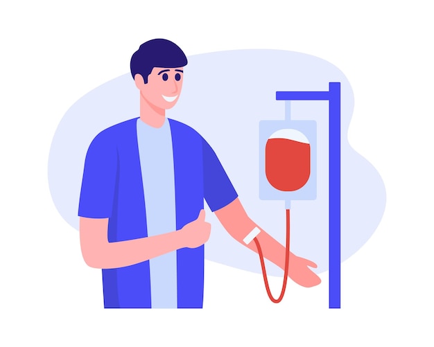 Young man receiving blood transfusion in hospital bed | Jiffy Designs