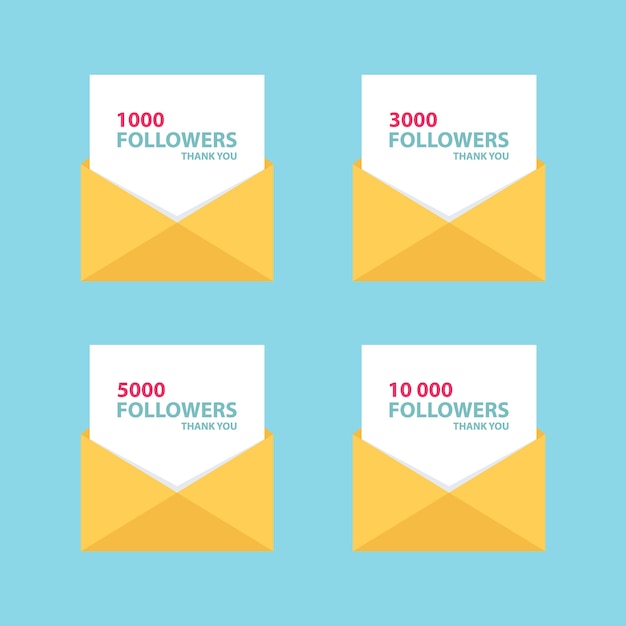 Colorful Follower Milestone Envelopes on Turquoise Background | Jiffy ...