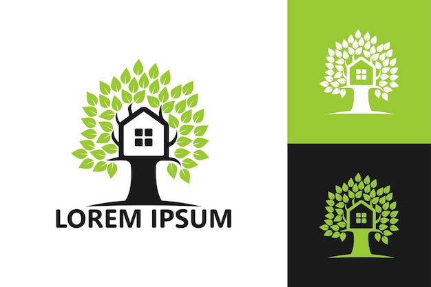 Flourishing Home Amidst Lush Foliage Tree Logo | Jiffy Designs
