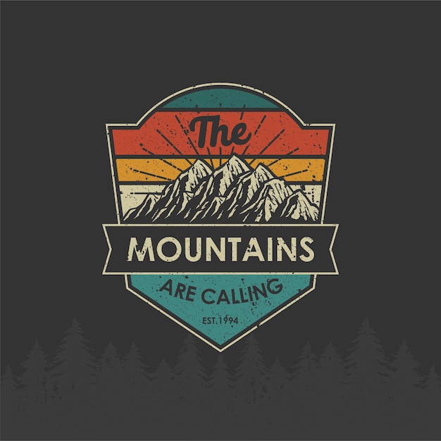 Vintage-Inspired Mountainscape Design with Retro Sunset | Jiffy Designs