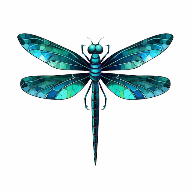 Vibrant Teal Dragonfly with Intricate Wing Patterns | Jiffy Designs