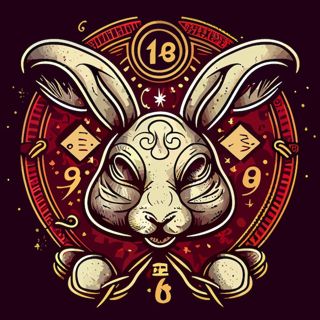 Mystical Rabbit Emblem with Ornate Zodiac Symbols and Patterns | Jiffy ...