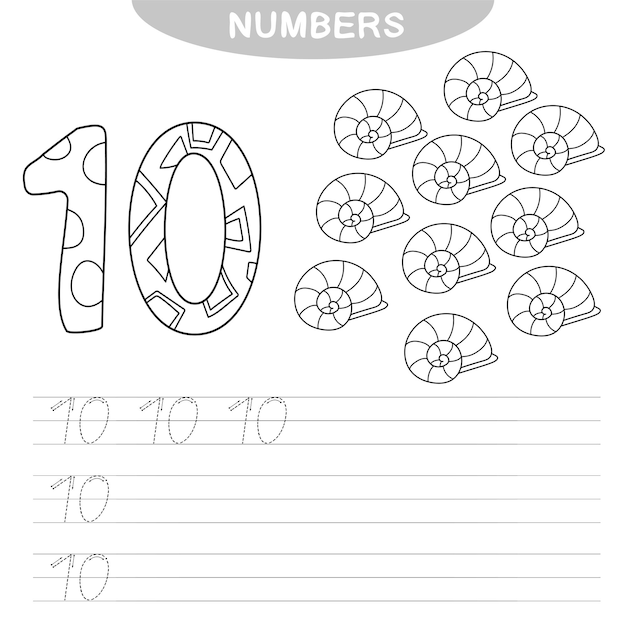 Playful Number Ten Design with Seashell Accents | Jiffy Designs