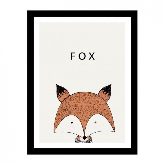 Minimalist Fox Illustration with Bold Typography and Framed Design ...