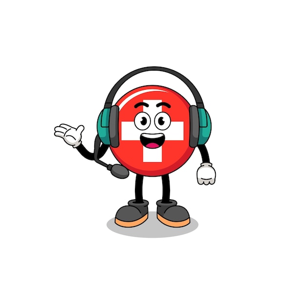 Cheerful Red Circle Character with Headphones Waving Friendly | Jiffy ...