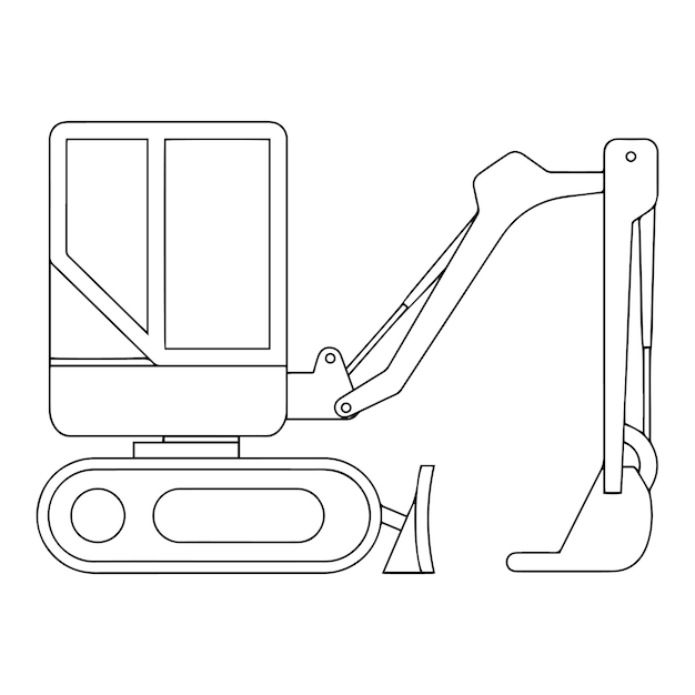 Sleek and Compact Mini Excavator Blueprint Illustration | Jiffy Designs