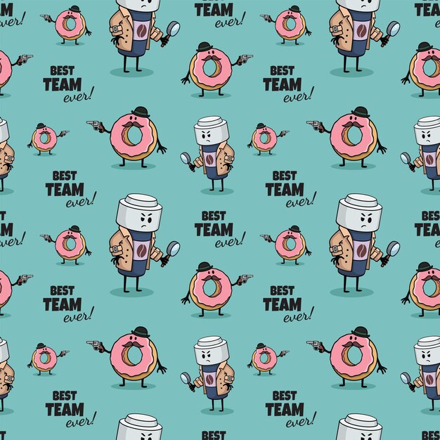 Quirky Best Team Characters in Seamless Pattern | Jiffy Designs