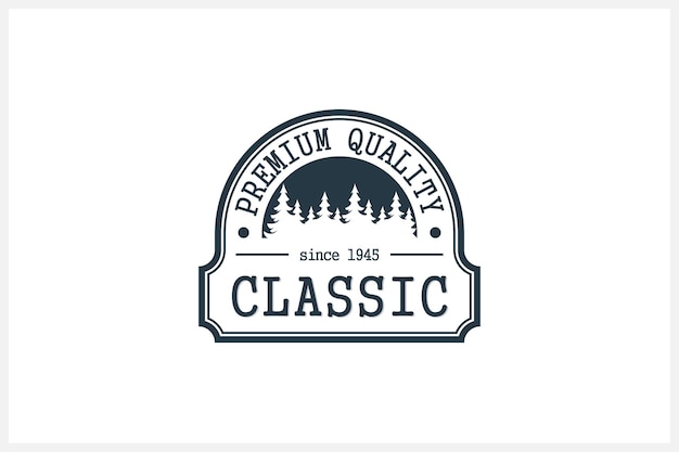 Retro Premium Quality Classic Badge with Evergreen Trees | Jiffy Designs