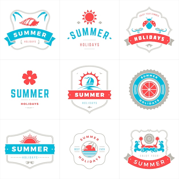 Vibrant Summer Emblem Collection with Tropical Motifs | Jiffy Designs
