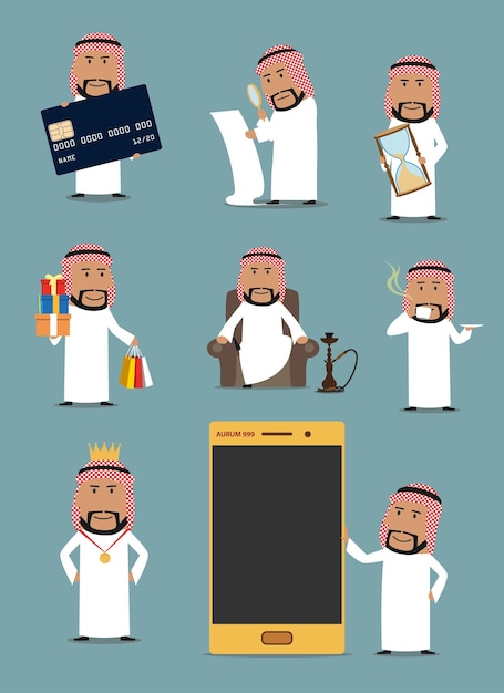 Diverse Collection of Stylized Arab Business Characters | Jiffy Designs