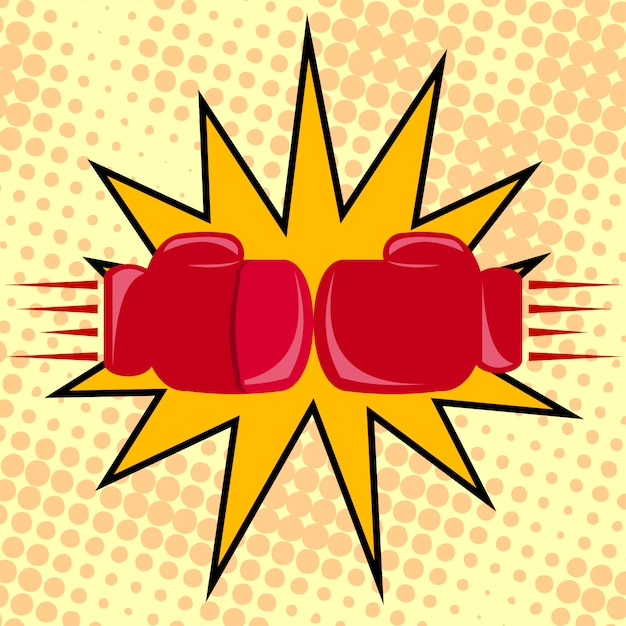 Vibrant Red Boxing Gloves Clash in Explosive Pop Art Style | Jiffy Designs
